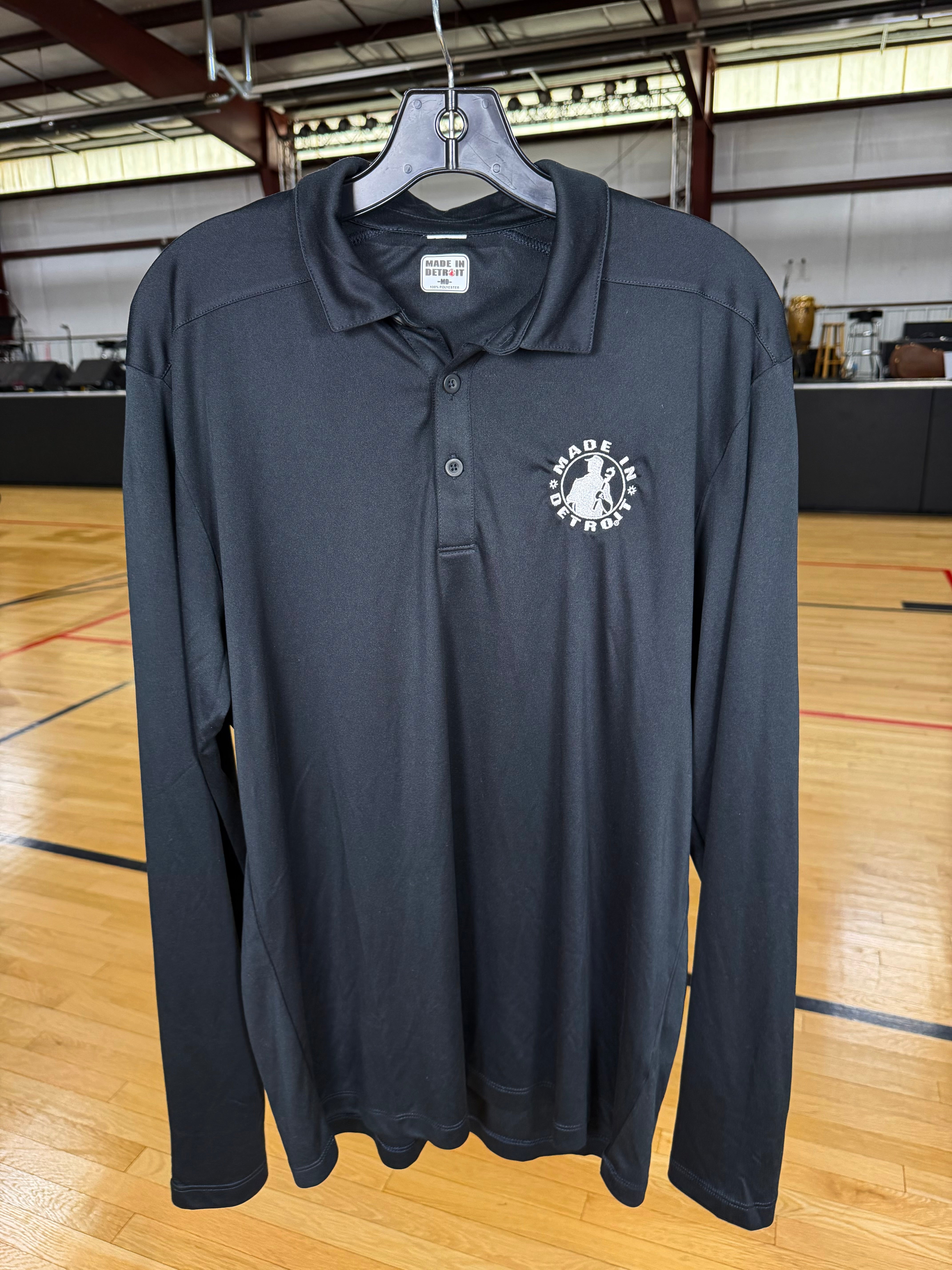 MID Black Long Sleeve Polyester Polos – Made In Detroit