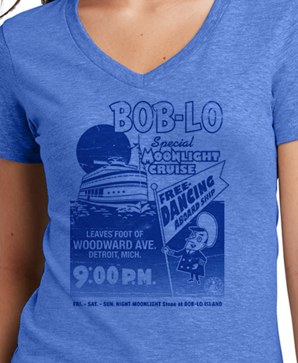 Ladies Boblo Heather Blue V-Neck – Made In Detroit